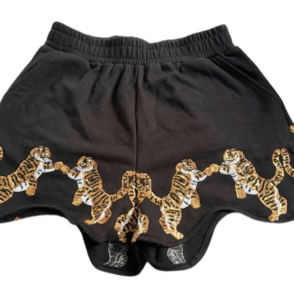 QUEEN OF SPARKLES | Shorts | Queen Of Sparkles Black Sequin Tiger ...